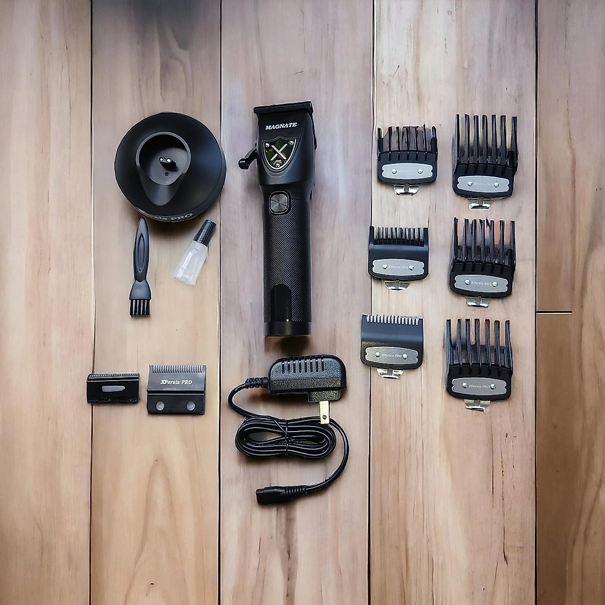 XPERSIS PRO Magnate Quiet DLC Fade Blade Black Cordless Hair Clipper for Barbers, Professional Mens Hair Clipper + Electric Razor Foil Shaver with Sharp Blades