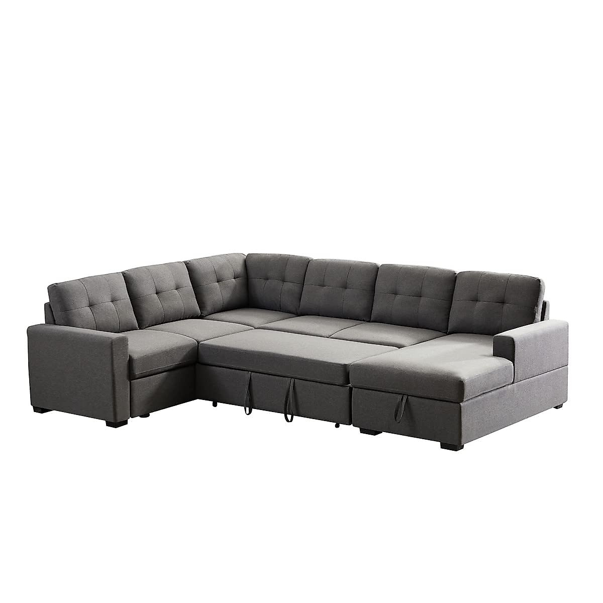 FANYE U Shaped Oversized Upholstered Sectional Sofa with Pull Out Sleeper Couch Bed and Storage Chaise Lounge, U-Shaped Sofa & Couch for Living Room Furniture Sets
