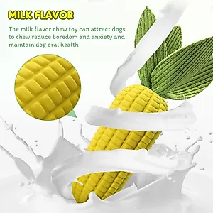 Squeaky Dog Toys for Aggressive Chewers, Indestructible Tough Dog Chew Toys for Small Medium Large Dogs, Interactive Dog Toys with Milk Flavor