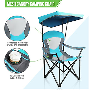 ALPHA CAMP Mesh Canopy Chair Folding Camping Chair - Royal Blue