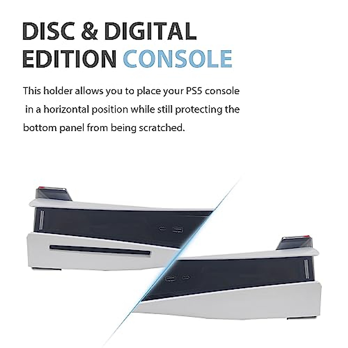 Under Desk Mount for PS5 No Drill, Chanvoo Aluminum Under Desk Mount Holder for Playstation 5 Disc & Digital Edition with Adhesive (Silver)