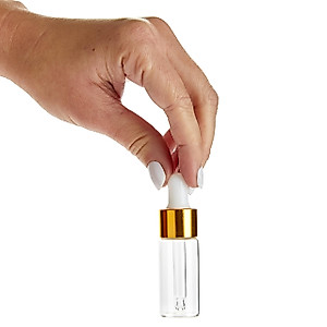 24-Pack Clear Glass Tincture Bottles with Dropper, Mini Eye Dropper Bottles for Essential Oils, Travel Aromatherapy Perfume, Liquid Cosmetics, Cuticle Oils (Gold and White, 10ml)