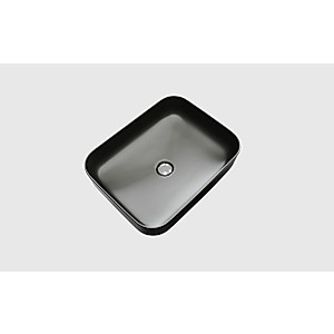ELLAI Bathroom Vessel Sink Rectangle Bathroom Sink Bowl Above Counter Porcelain Ceramic Top Mount Rectanglar Sink Countertop Vanity Art Basin for Bathroom 19.7"x15.2"x5.4” Matte Black