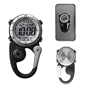 Dakota Digital Backpacker Clip Watch, Alarm, Stopwatch, Timer and Dual Time, Outdoor Gifts for Men and Women, Tactical Digital Watch