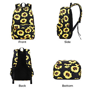 Imyth Backpack for Teen Girls, Kids, Cute Colorful Bookbag School Daypacks for Elementary Middle Students,Sunflower