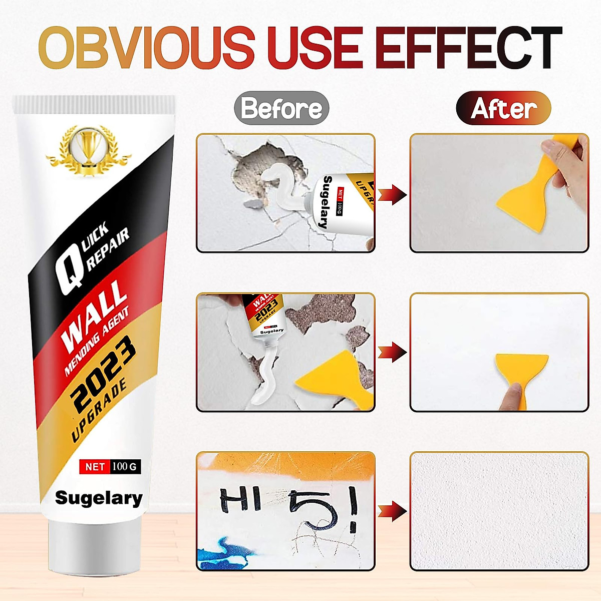 Drywall Patch Repair Kit with Scraper, Wall Spackle Repair Paste, Wall Mending Agent Quick and Easy Solution to Fill The Holes for Home Wall, Plaster Dent Repair and Wood Scratch Repair