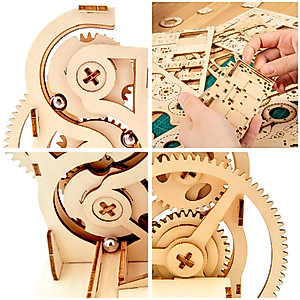 Solar 3D Wooden Puzzle Marble Run DIY Model Kit Craft Sets Educational Wood Mechanical Building Toys STEM Science Experiments Projects Birthday Gift for Adult Men Kids Age 8 10 12 14＋