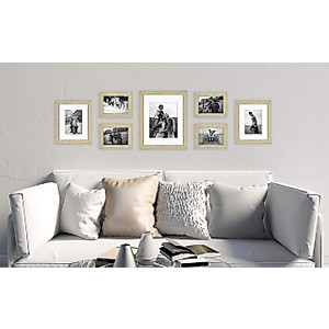MCS Studio Gallery Set-of-7 Gallery Wall Picture Frames in Natural Woodgrain, 11x14, 8x10 & 5x7, Rectangle Photo Frames for Photos, Posters & Art Prints (7-Pack)