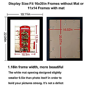 SESEAT 16x20 Picture Frame Black, Display Pictures 11x14 with Mat or 16x20 without Mat, Photo Frames Wall Gallery, 1 Pack