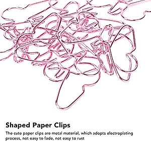 Pssopp 100Pcs Cute Paper Clips, Pink Butterflies Shape Electroplating Process Bookmark Clips for File Classification