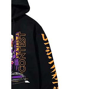 SOLY HUX Men's Graphic Hoodies Letter Car Print Long Sleeve Drawstring Pullover Sweatshirt Black M