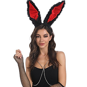 Kikazarru Bunny Ears Headband Bunny Costume Accessories Fishnet Gloves And Rabbit Ears Headband