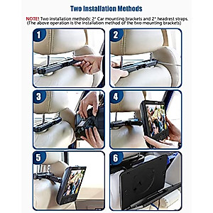 WONNIE 10.5" Two DVD Players Dual Screen Portable Twins CD Player for Car Play a Same or Two Different Movies with 5-Hour Rechargeable Battery, 2 Mounting Brackets, Support USB/SD Card Reader