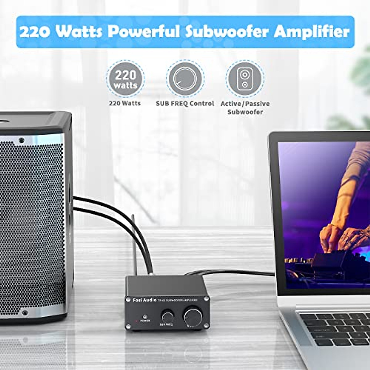 Fosi Audio TP-02 TDA7498E Subwoofer Amplifier Mini Sub Bass Digital Class D Integrated Subwoofer Amp 220Watt