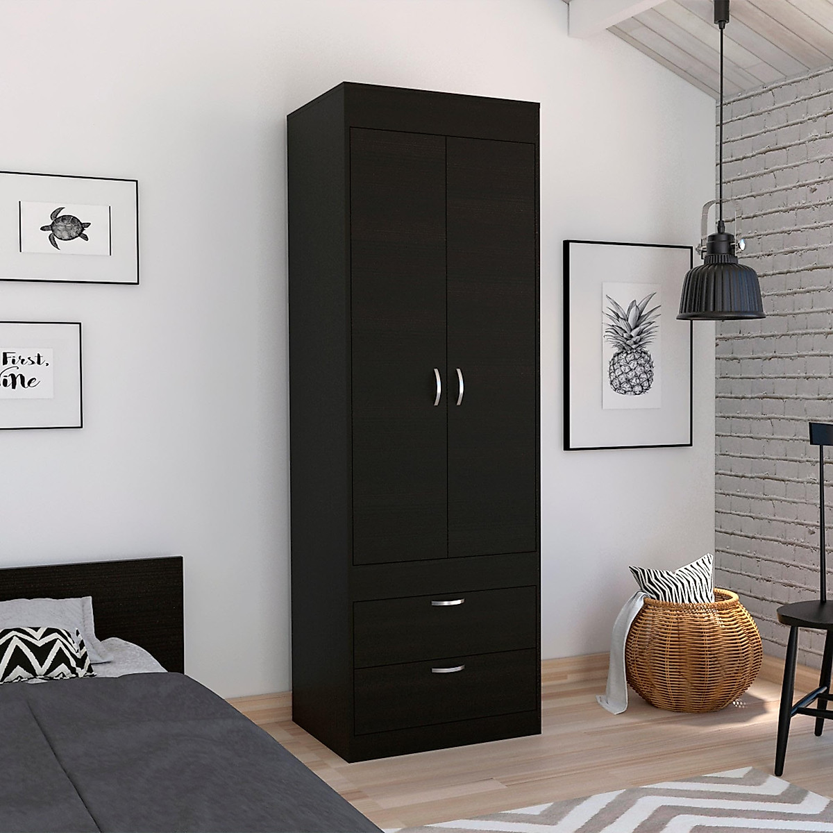 TUHOME Lisboa 2 Drawer 2 Door ARMOIRE Espresso