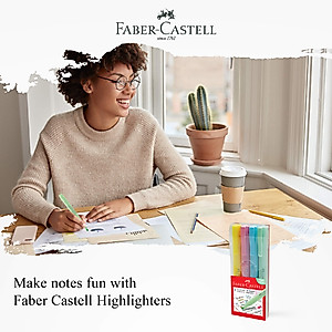 Faber-Castell Textliner 38 Pastel Highlighter Pen(Box of 10, Lemon) -2 Line Widths for broad and fine marking, Unique Soft Pastel Colors, Clipped Holder, Great Marking Performance For Adults & Kids