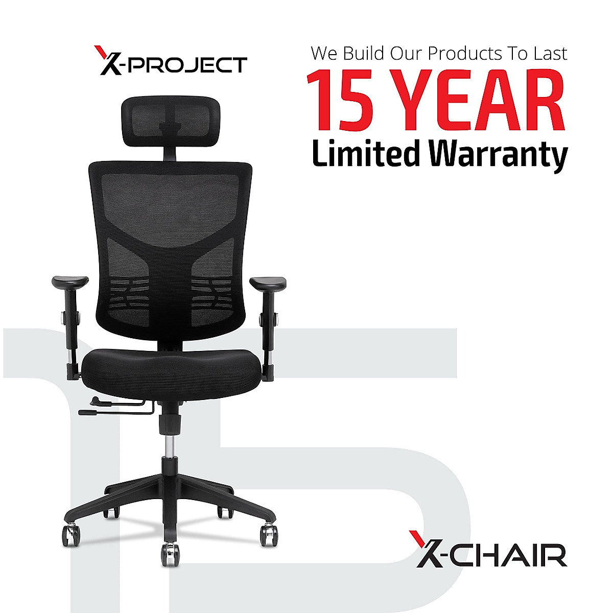 X-Chair X-Project High End Task Chair, Black A.T.R. Fabric with Headrest - Ergonomic Office Seat/Advanced Tensile Recovery Fabric/Highly Adjustable & Supportive/Comfortable Feel/Perfect for Workspace