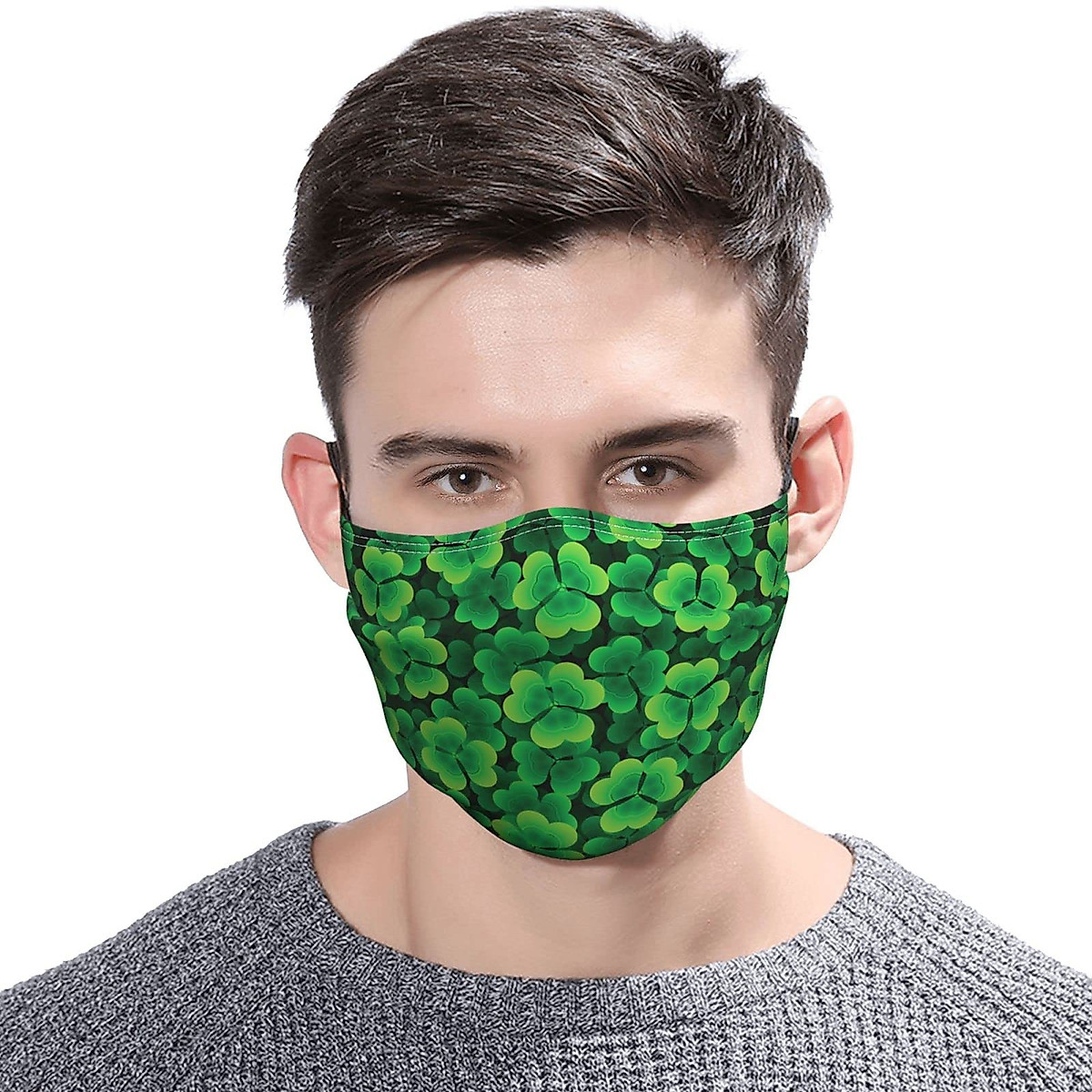 Shamrock Face Mask St. Patrick's Day Masks Washable Cloth Mask Reusable Breathable Cloth Irish National Day Fashionable Green Masks for Adults 3 PCS