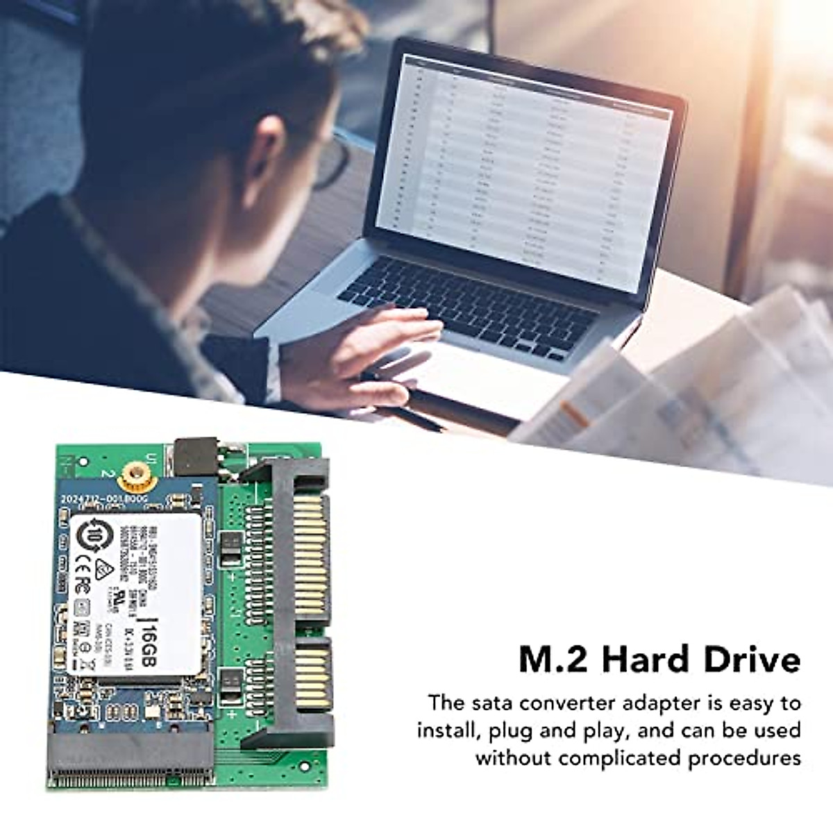 Tudin M.2 SSD, Compact Portable 2 in 1 Plug and Play high Capacity M.2 SSD Portable Adapter for Home Office 16GB