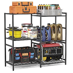 6-Tier Small Garage Shelf, Utility Garage Shelving Units and Storage, Heavy Duty Wire Shelving Metal Storage Shelves, Standing Shelf for Pantry, Laundry Room, Kitchen 34.72"L x 12.63"W x 30.94"H Black