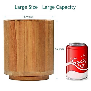 Acacia Wood Utensil Holder for Countertop 360° Rotating Cooking wooden Utensils Crock for Kitchen Counter Farmhouse Spatula Holder Kitchen Utensil Storage Organizer Storage Caddy