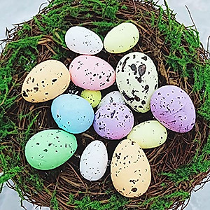 20pcs Easter Eggs Speckled Eggs Decorations Pastel Speckled Eggs Decorative Easter Eggs for Farmhouse Easter Spring Party Favors Basket Fillers Seasonal Table Setting Round Coffee (Yellow, One Size)