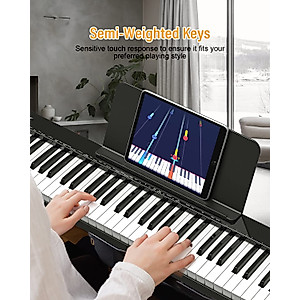 KONIX Keyboard Piano 88 Key, Beginner Semi Weighted Keyboard Piano with Full Size Key, Portable Electric Piano Keyboard Include Sustain Pedal, Power Supply and Piano Bag