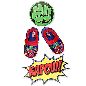 Marvel Super Hero Adventures Avengers Boy's Toddler Plush Aline Slippers (11-12 M US Little Kid, Red/Blue)