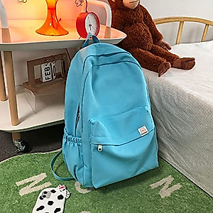 Eagerrich Aesthetic Backpack Cute Kawaii Backpack School Supplies Laptop Bag for Teens Girls Women Students Solid Color
