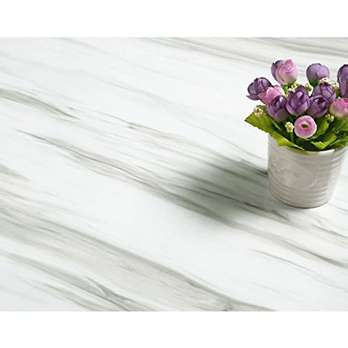 White Granite Look Marble Gloss Film Vinyl Self Adhesive Counter Top Peel and Stick Wall Decal 17.7'x79''