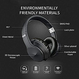 OYEALEX Active Noise Cancelling Over Ear Headphone Bluetooth Wireless Headphones with Microphone Deep Bass Foldable Comfortable Headphones for Online Class, Home Office, PC/Cell Phones/Game Yellow