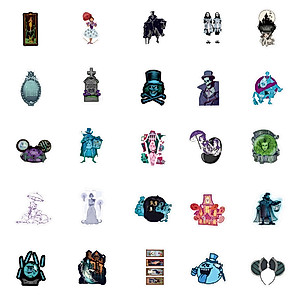 67Pcs Haunted Mansion Stickers Pack, Education Cute Cartoon Vinyl Waterproof Sticker Decals for Water Bottle, Laptop, Phone, Scrapbooking, Journaling Gifts for Kids Teens Adults for Party Supply