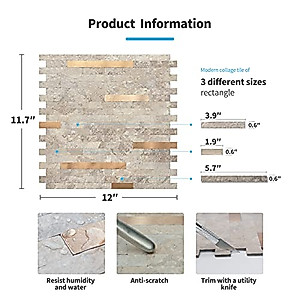 Art3d 10-Sheet Peel and Stick Collage Tile for Kitchen Backsplash - Ecru Slate