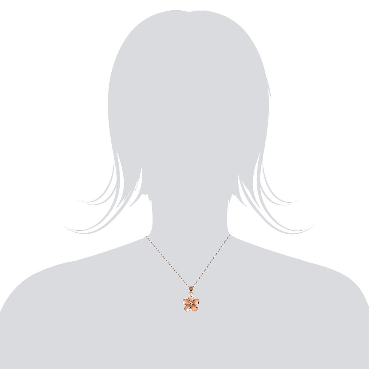 Honolulu Jewelry Company 14K Rose Gold Plated Sterling Silver CZ Plumeria Flower Nature Necklace Pendant with 18" Box Chain