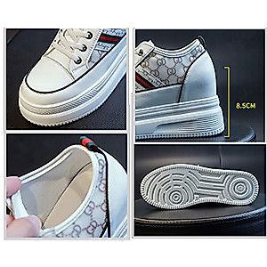 Women's Heighten Sneakers Breathable Mesh White Walking Shoes Outdoor Casual Footwear Thick-Sole（3.4 inch）