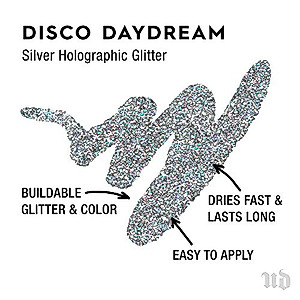 URBAN DECAY Heavy Metal Glitter Eyeliner, Disco Daydream - Silver Holographic Glitter - Water-Based Formula - Long-Lasting, Buildable, Quick Drying