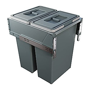 ELLETIPI 1954 - Built-in Trash can for Kitchen Base Block 2.0, 2 Bins, Total Capacity 74qt (70lt)