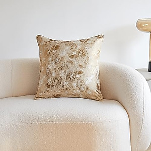 THE-TINOART Gold Throw Pillow Covers 22X22 Jacquard Square Couch Sofa Pillow Covers Luxury Glitter Gold Cushion Covers for Couch Sofa Bed 1Piece.