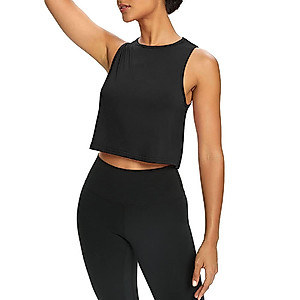 Mippo Workout Crop Tops for Women Open Back Tank Tops for Women Flowy Athletic Tops Tennis Tops Gym Tanks Backless Yoga Tops for Women Mesh Workout Tops for Women Black L