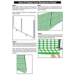 Safety Fence + 25 Steel Plant Stakes, Extra Strength Mesh Snow Fencing, Temporary Green Plastic Garden Netting 4x100 Feet Fence & 25, 4 Foot Stakes, Above Ground Barrier for Construction Dogs Plants