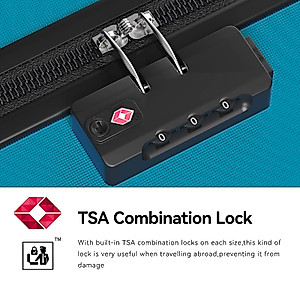 Strenforce Suitcase Set, Lightweight 3 Piece Luggage Set, ABS, Spinner Wheels, TSA Lock, Lake Blue, 20/24/28 inch