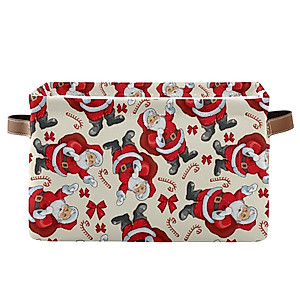 ALAZA Santa Claus Merry Christmas Candy Foldable Storage Box Storage Basket Organizer Bins with Handles for Shelf Closet Living Room Bedroom Home Office 1 Pack