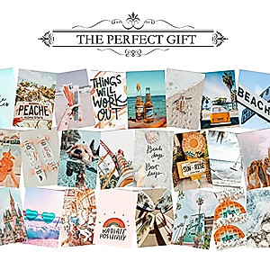 KOSKIMER 100PCS Beach Wall Collage Kit Aesthetic Pictures, 100 Set 4x6 Inch, Preppy Room Decor Aesthetic, Wall Decor for Bedroom Teen Girl, Cute VSCO Room Decor Posters, Photo Collage Kit for Dorm