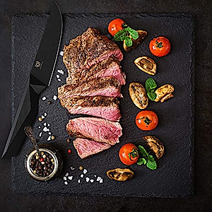 Dalstrong Steak Knife Set - 4-Piece - 5" Blade - Shadow Black Series - Black Titanium Nitride Coated - High Carbon - 7CR17MOV-X Vacuum Treated Steel- Sheath - NSF Certified