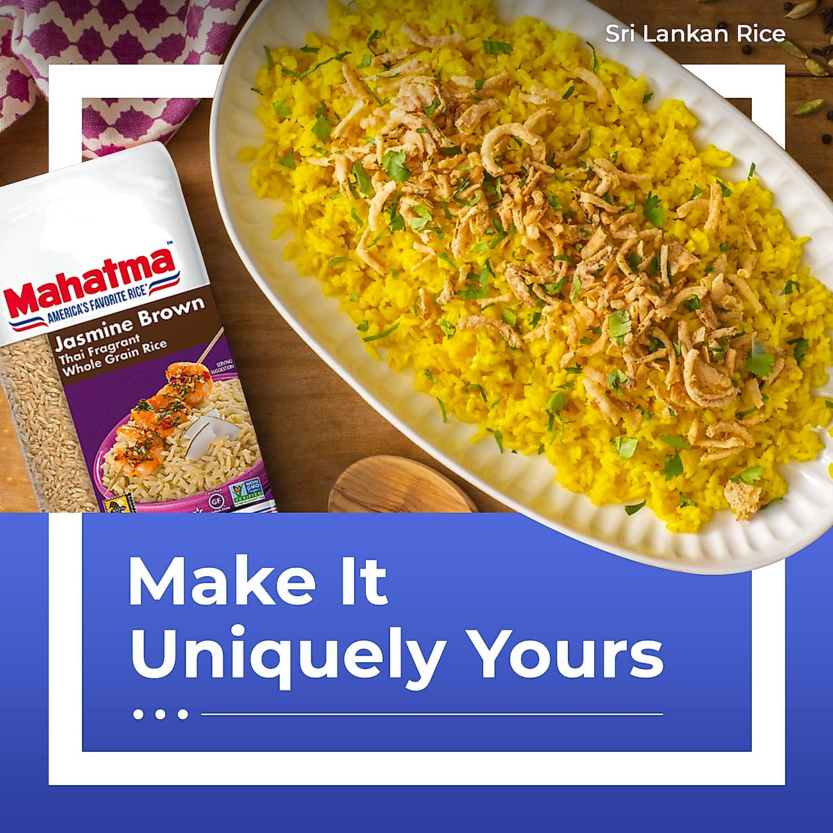 Mahatma Brown Jasmine Rice Bag 2lb, Brown Thai Jasmine Rice, Microwave Rice in 20 Minutes or Cook on Stovetop in 30 Minutes
