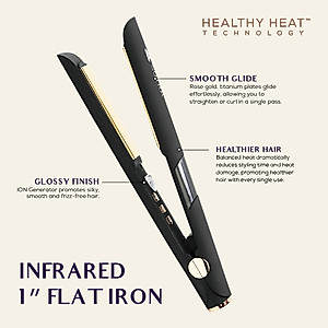 Sutra Professional IR2 Flat Iron | Ionic Infrared, 1-inch Rose Gold Titanium Plate - Hair Straightener with Adjustable Digital Temperature, Auto Shut Off, Swivel Cord