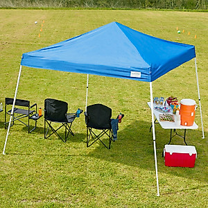 Caravan Canopy V-Series 12 x 12' Tent Sidewalls with V-Series 2 12 x 12' Pop-Up Tent Slanted Leg Instant Canopy & 4 6-Pound Cement Weight Plates