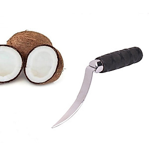 1 Piece Coconut Cutter Tool, Coconut Deflavoring Stainless Steel Knife with Wooden Handle and Non-Slip Handle Sleeve for Kitchen Family
