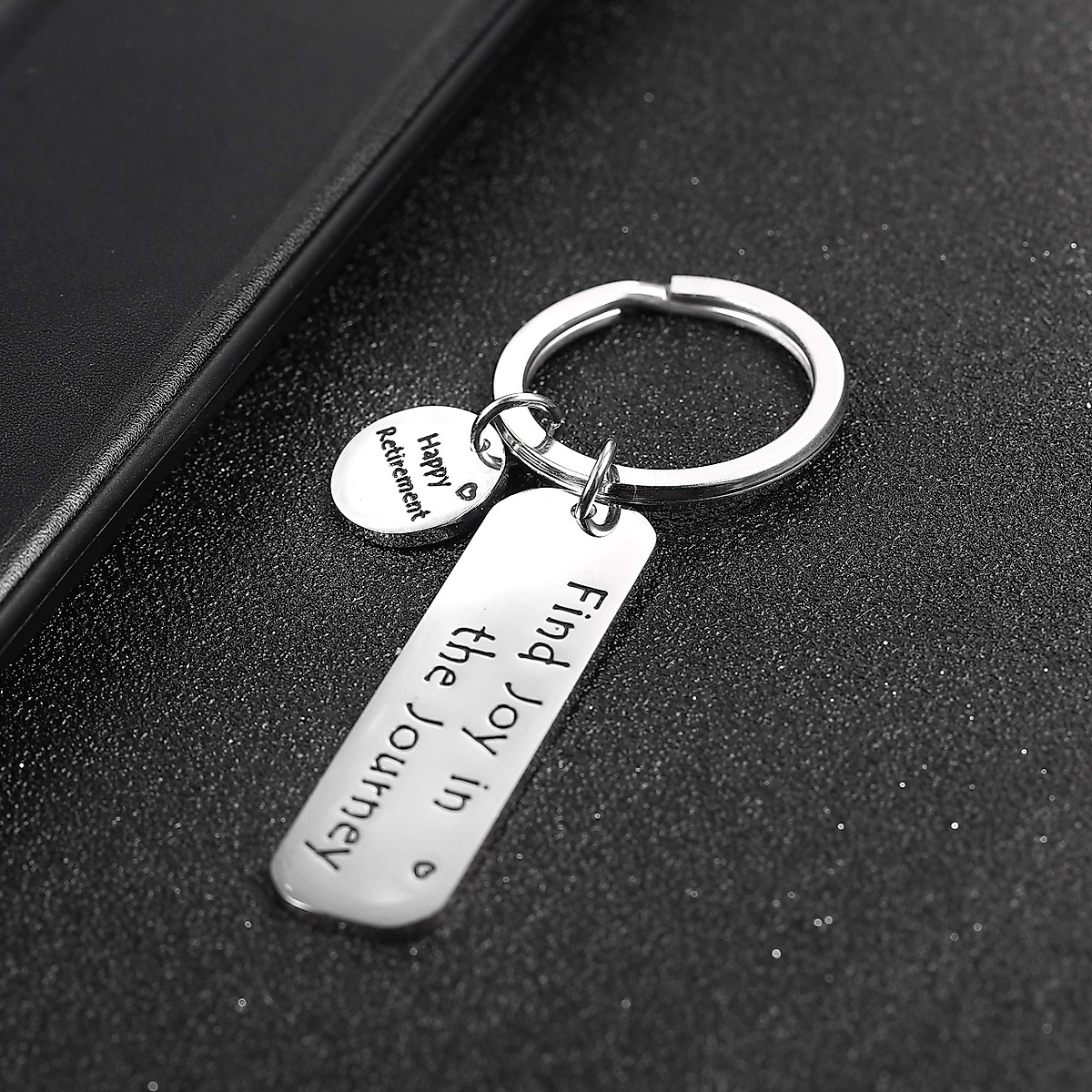 Anlive Find Joy in The Journey Keychain Happy Retirement Inspirational Gift (Silver)