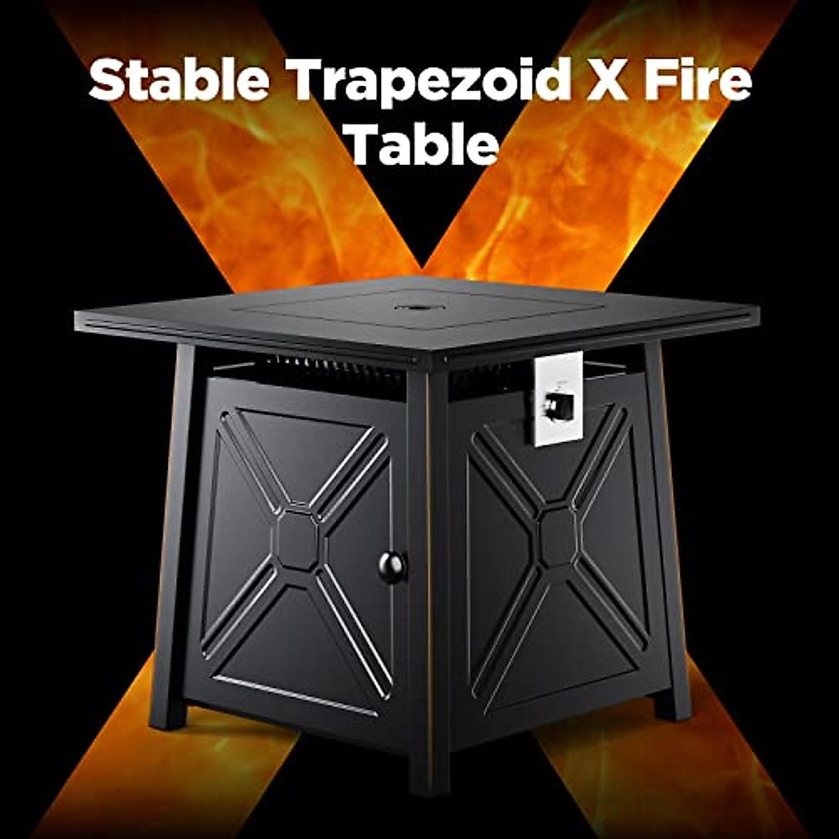 Ciays 28 Inch Gas Fire Pit Table, 50,000 BTU Propane Fire Pits for Outsides with Steel Lid and Lava Rock, 2 in 1 Square Firepit Table for Gatherings Parties on Patio Deck Garden Backyard, Black